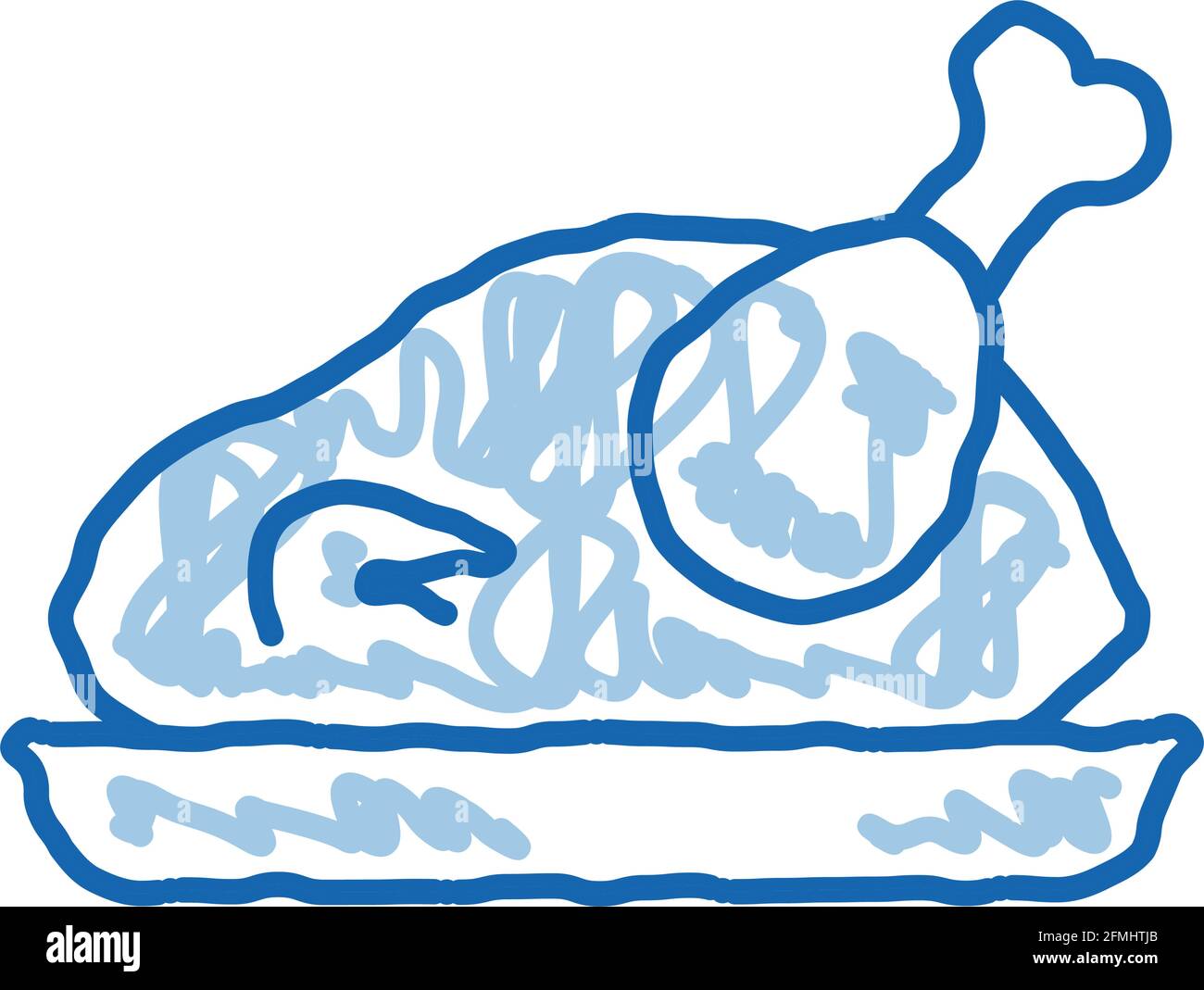 fried whole chicken doodle icon hand drawn illustration Stock Vector ...