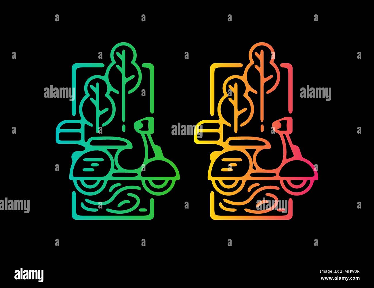 colorful gradient color line art design of outdoor activity Stock ...