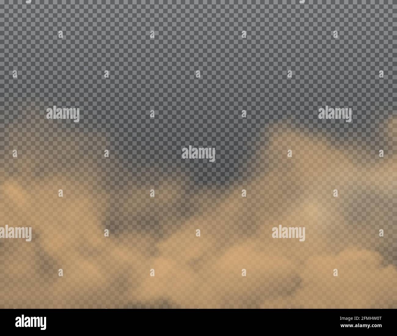 Dust, sand or dirt clouds on transparent background. Realistic vector ...
