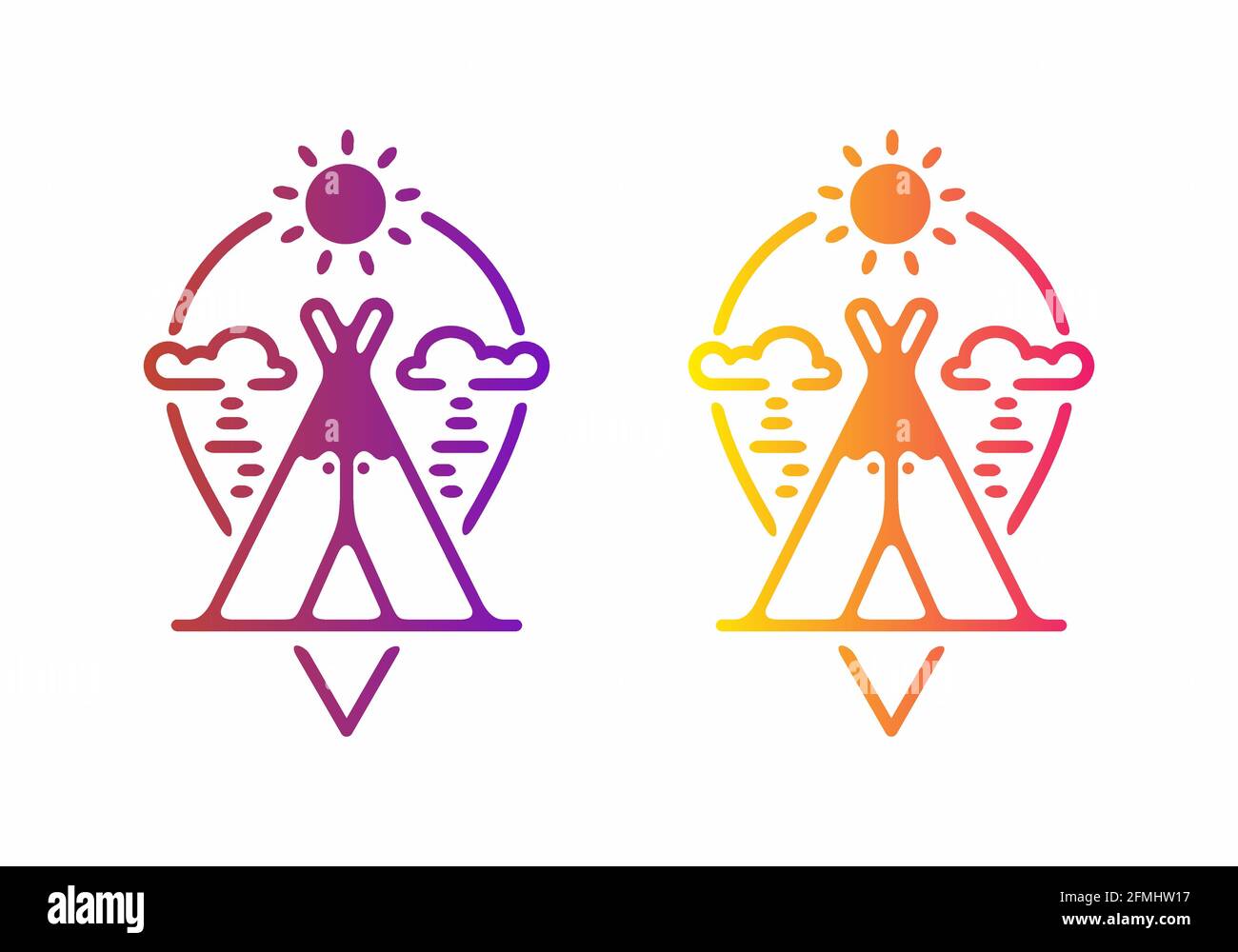 colorful gradient color line art design of outdoor activity Stock ...