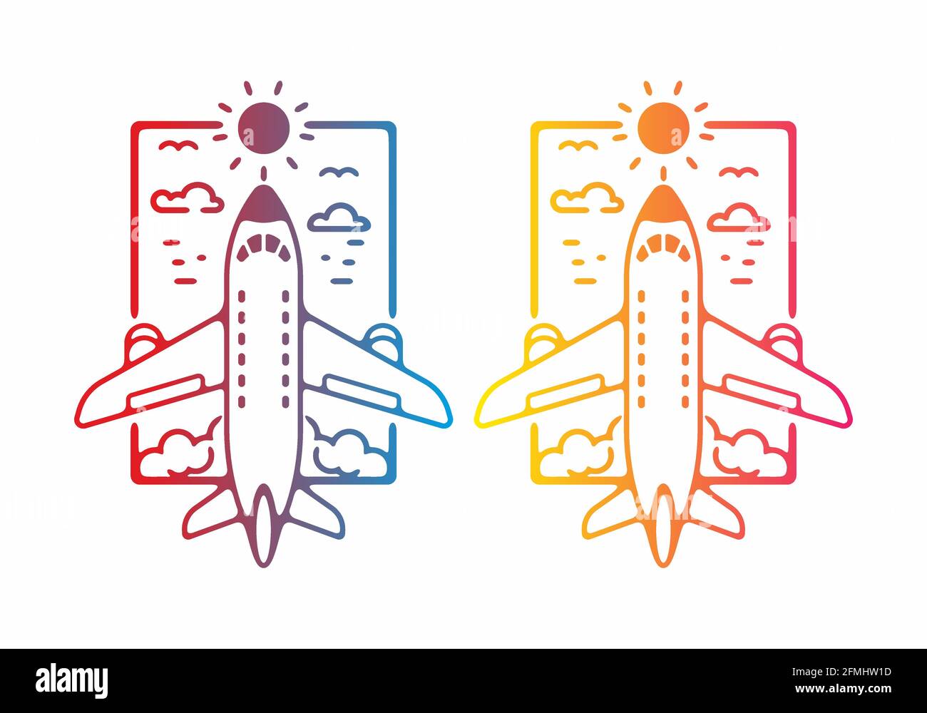 colorful gradient color line art design of outdoor activity Stock ...