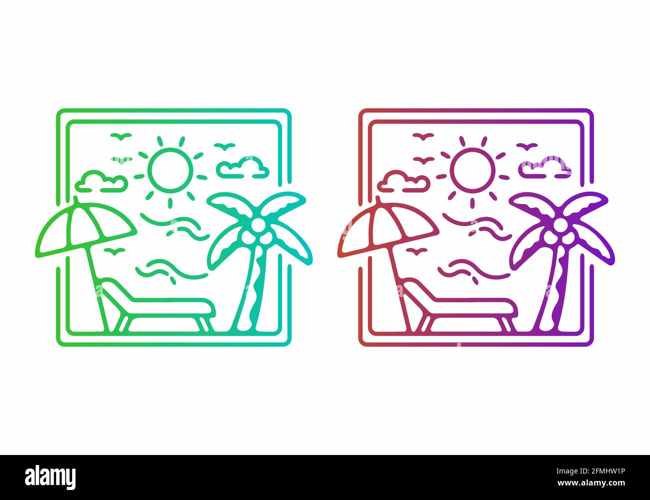 colorful gradient color line art design of outdoor activity Stock ...