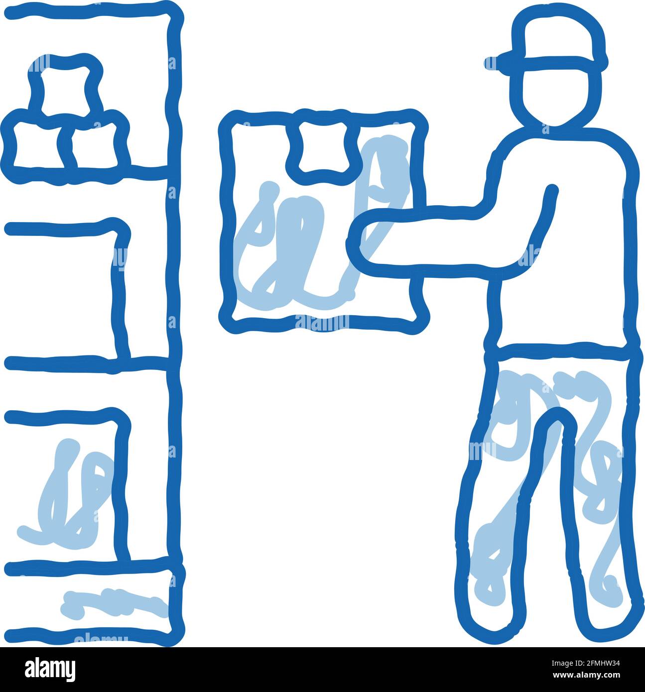 man restocking in cellar doodle icon hand drawn illustration Stock ...