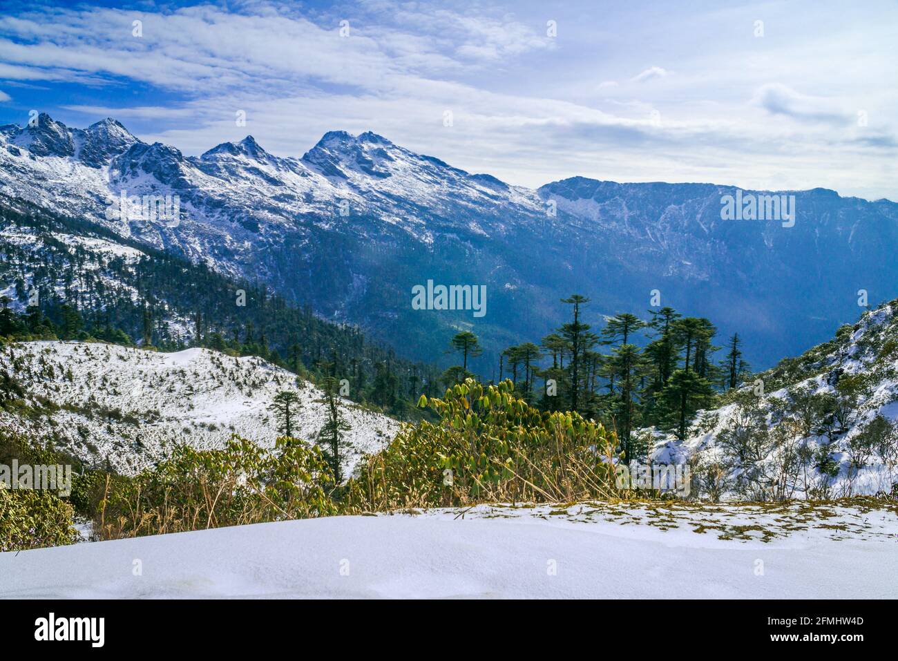 Snow-covered mountains. Amazing view of snow-clad mountain landscape ...