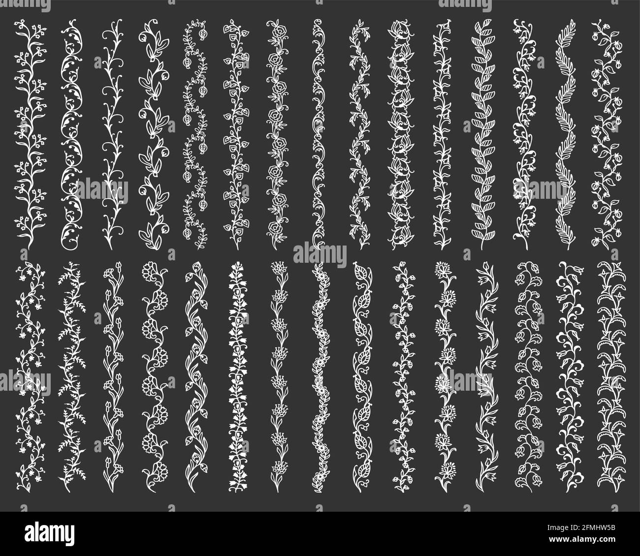 Floral borders, dividers and frame lines, vector calligraphy elements ...
