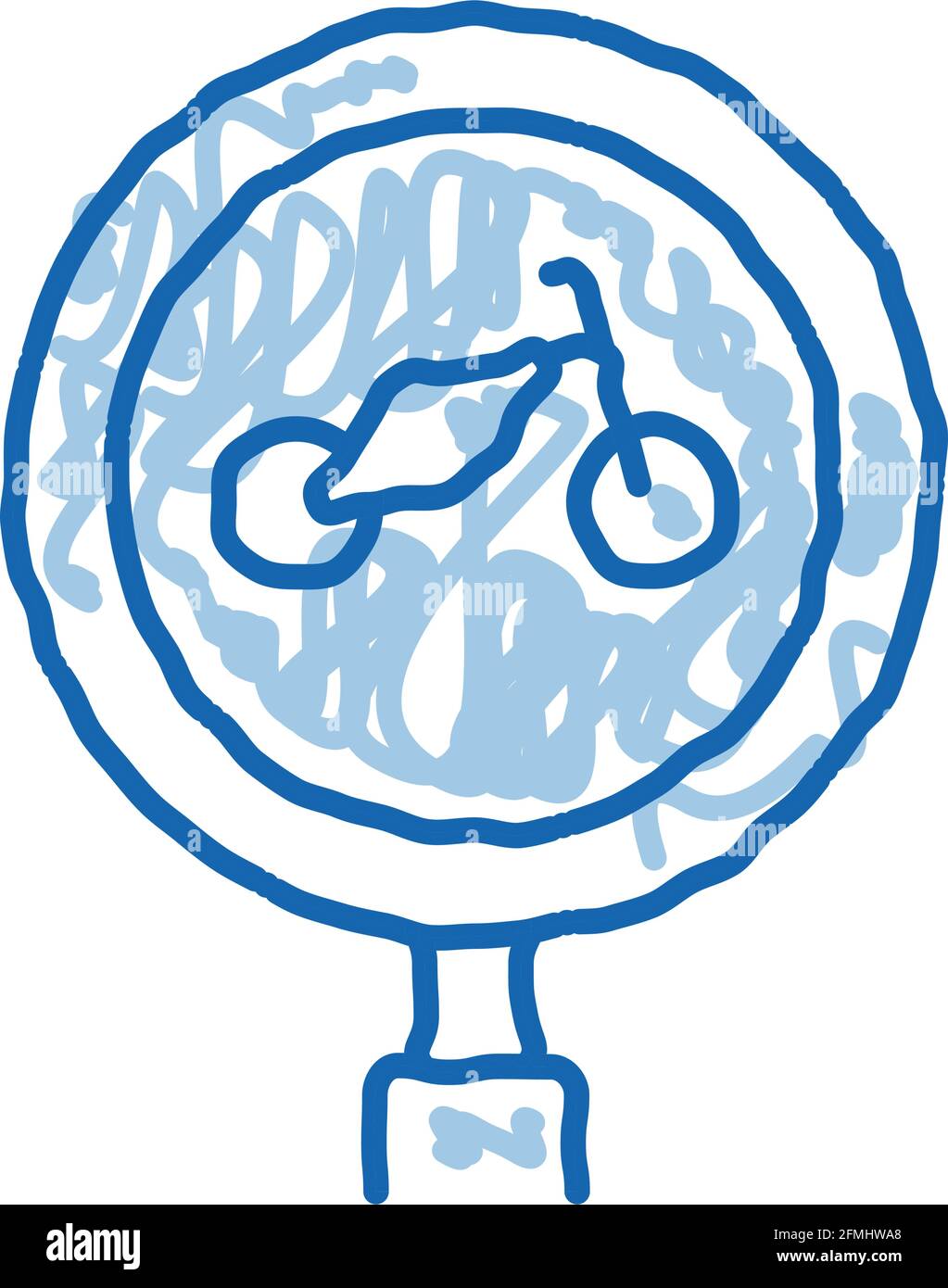 road sign bike doodle icon hand drawn illustration Stock Vector Image ...