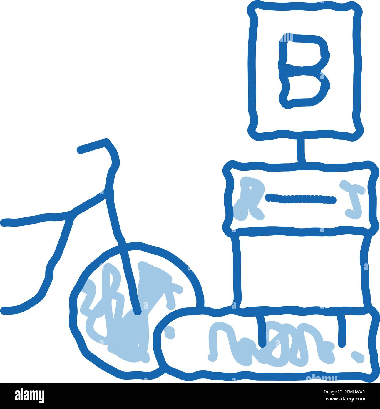 delivery point bike sharing services doodle icon hand drawn ...