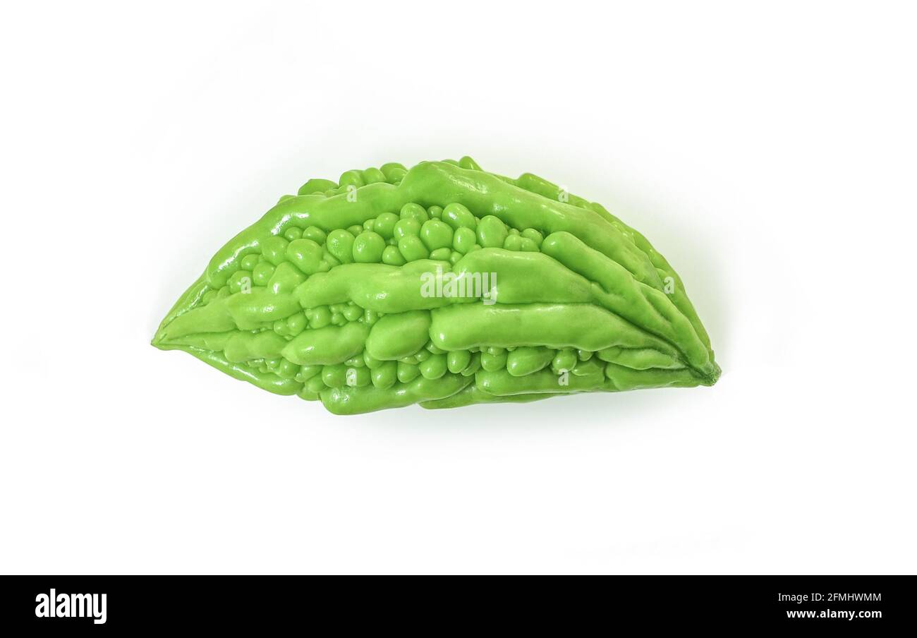 Momordica charantia fruit isolated on white background Stock Photo - Alamy
