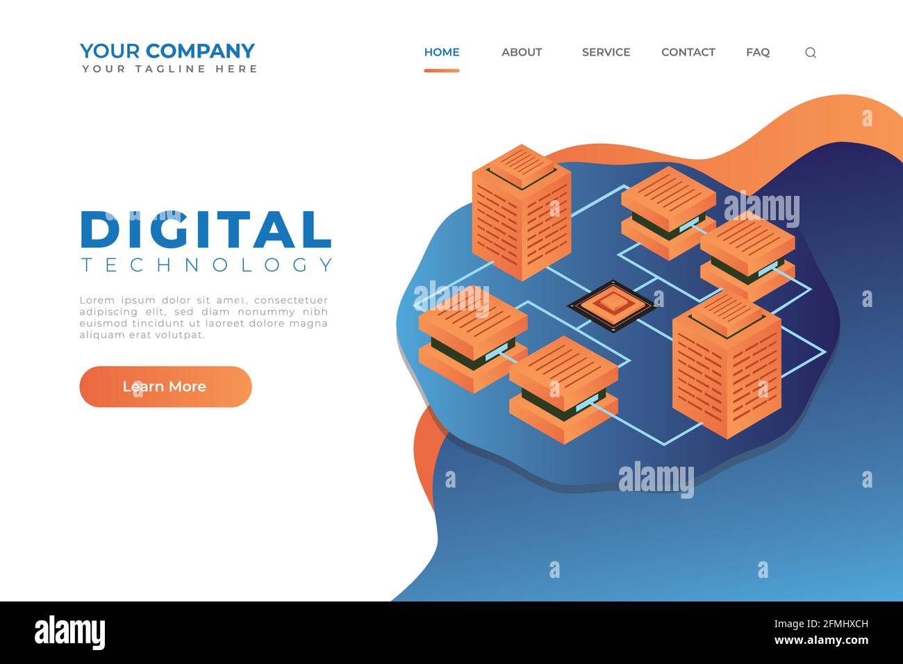 Modern Isometric Digital Technology Web Landing Page Header Vector ...