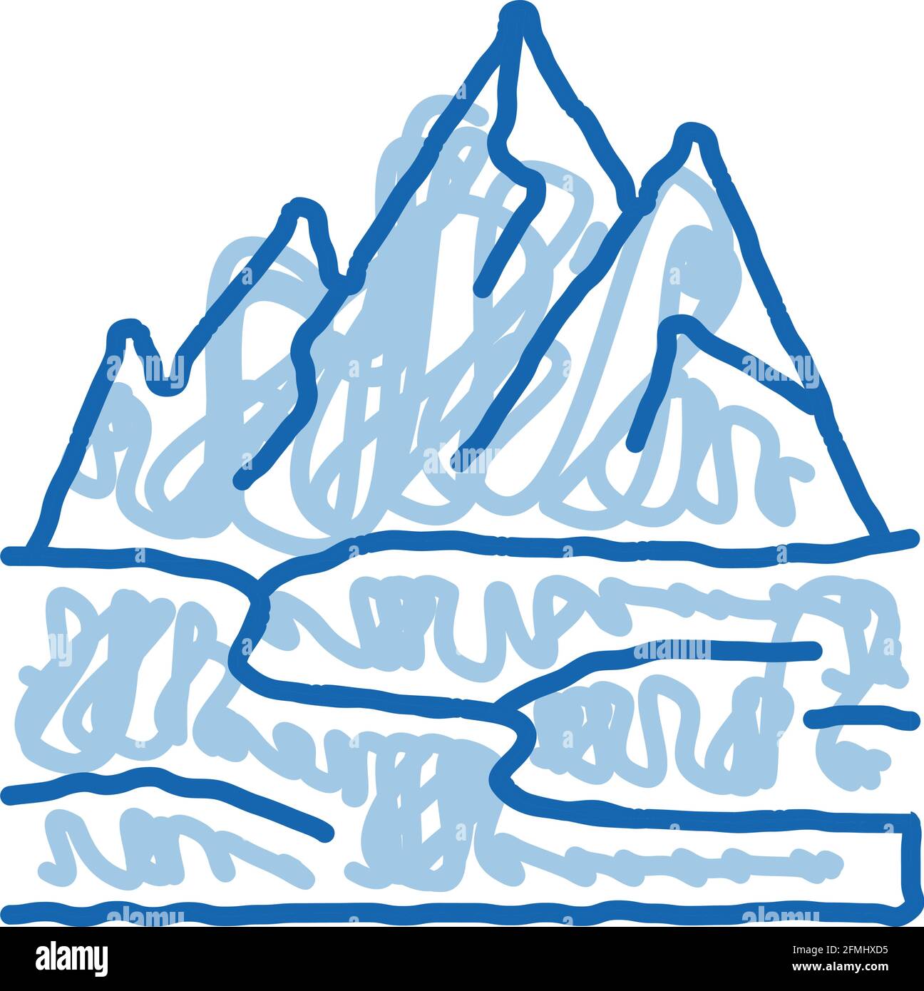 high mountains terrain doodle icon hand drawn illustration Stock Vector ...