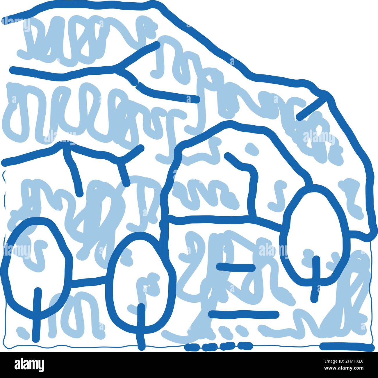 mountain cave among forest doodle icon hand drawn illustration Stock ...