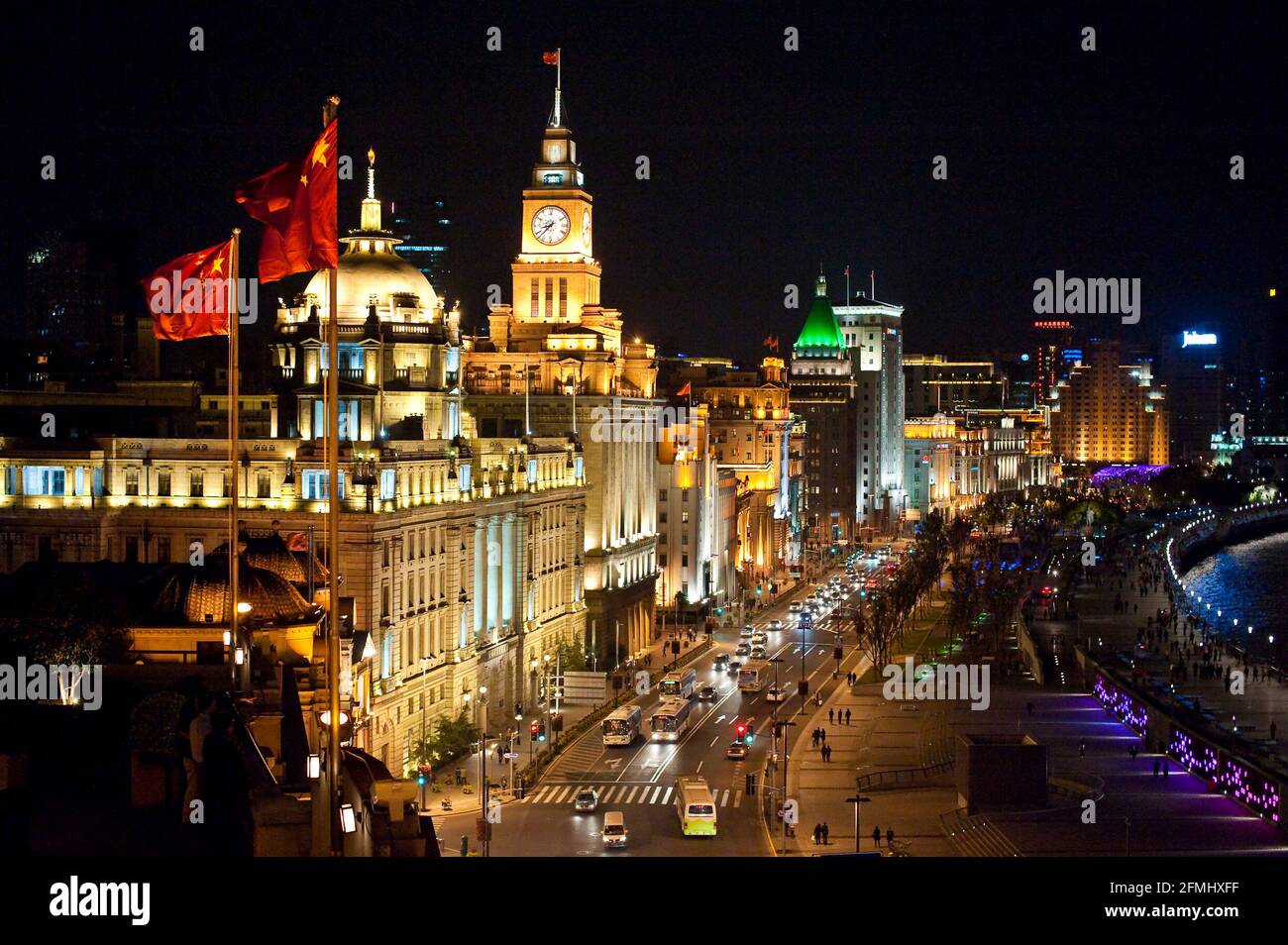 The Shanghai Bund at night from above Stock Photo - Alamy