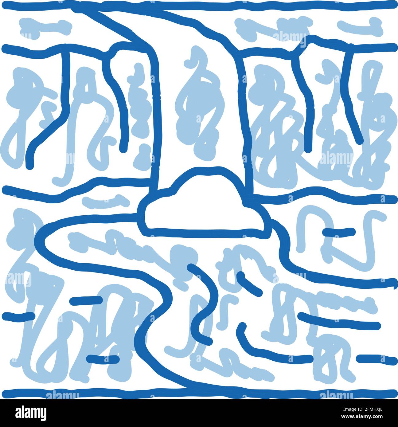 current river with bridge doodle icon hand drawn illustration Stock ...