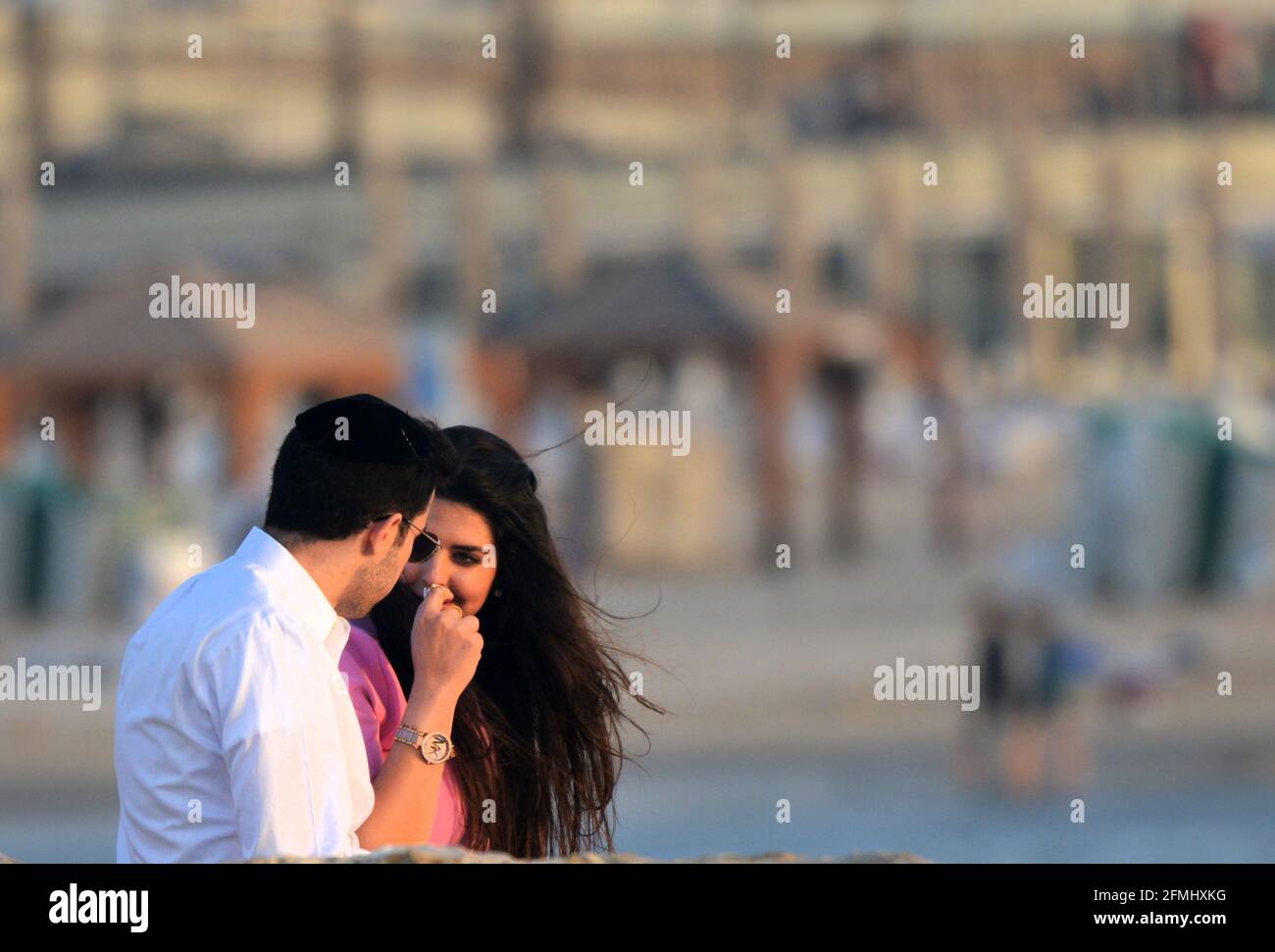 An Israeli couple by the beach in Tel-Aviv, Israel Stock Photo - Alamy