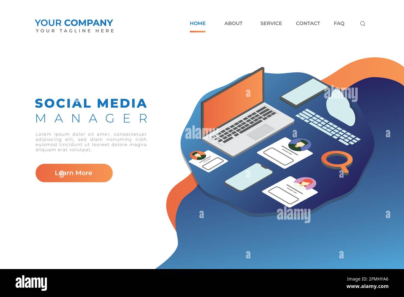 Modern Isometric Social Media Manager Web Landing Page Header Vector ...