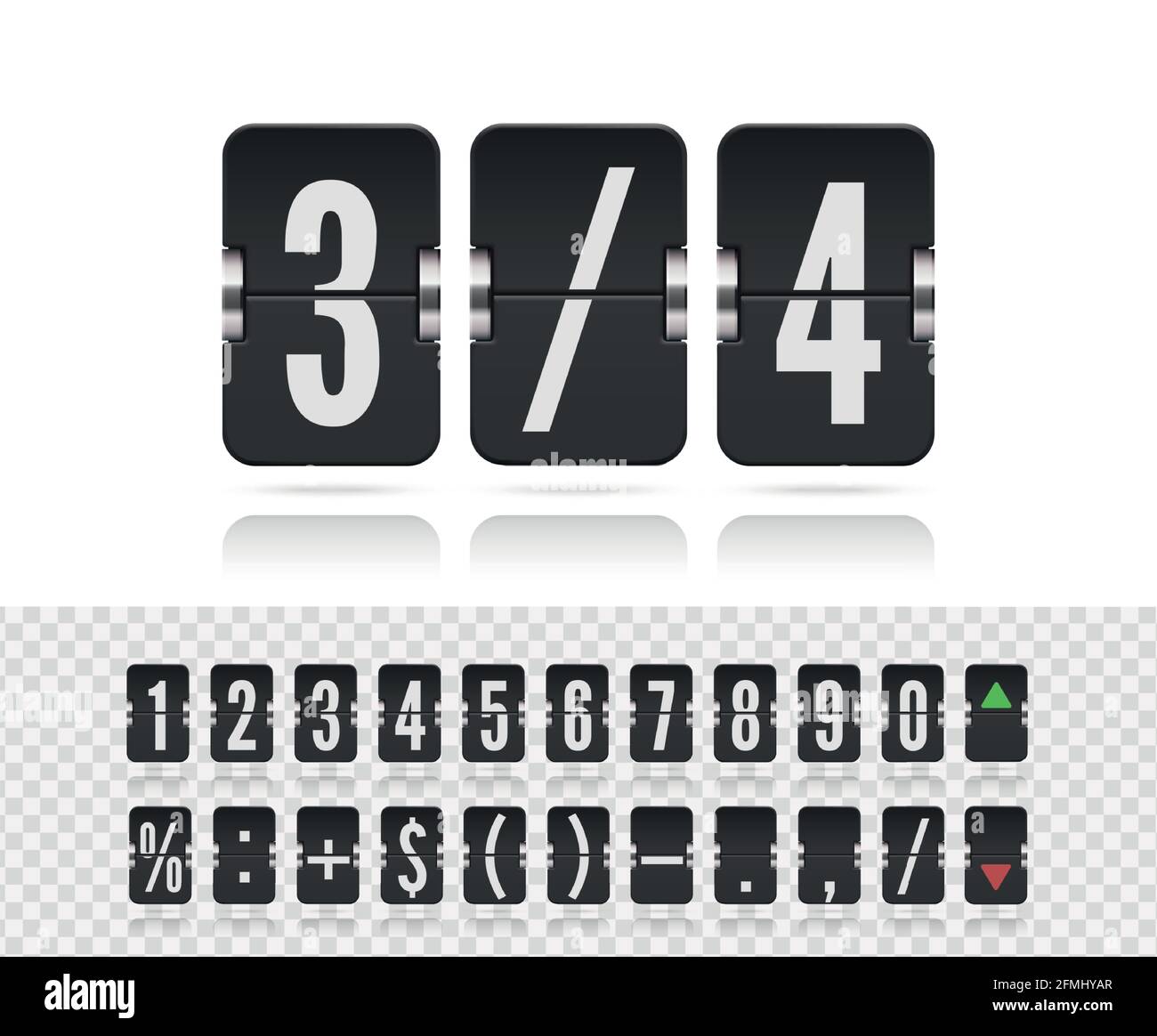Vintage floating symbols for time meter vector template. Flip numbers and symbols font for ...