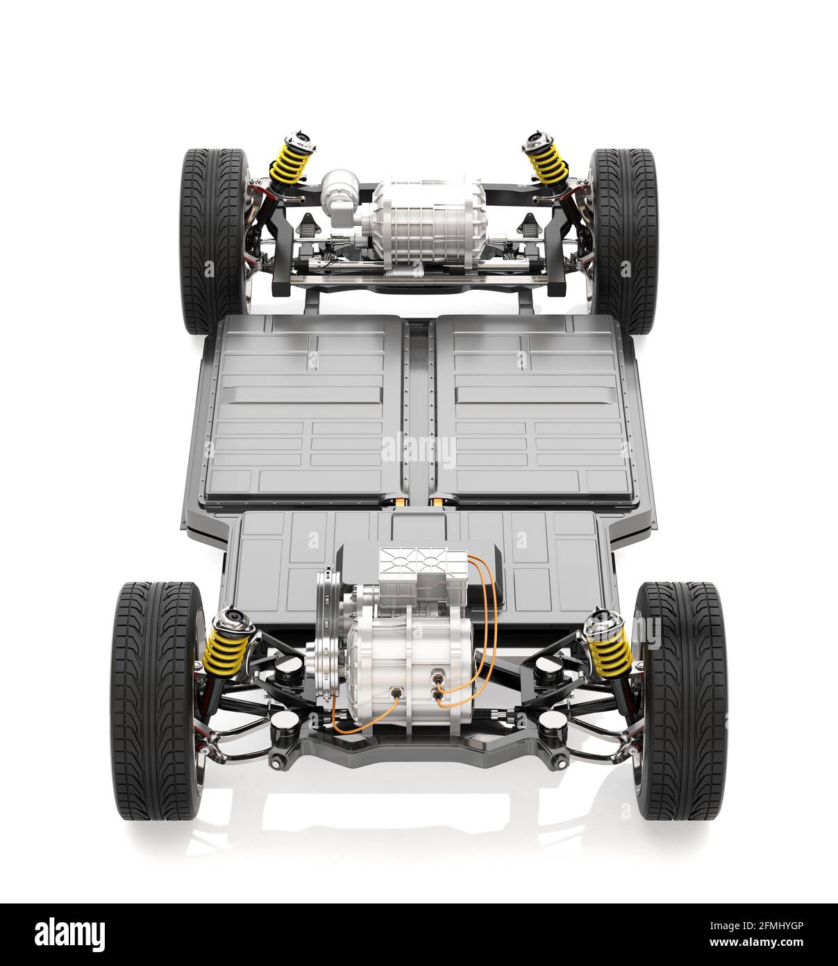 Electric Vehicle's chassis with dual motors and battery system isolated ...