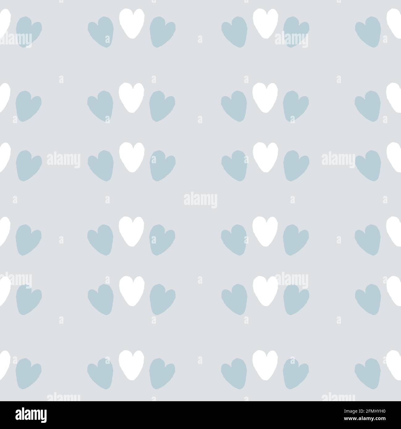 Heart background pattern in grey. Cute vector seamless repeat of hand ...