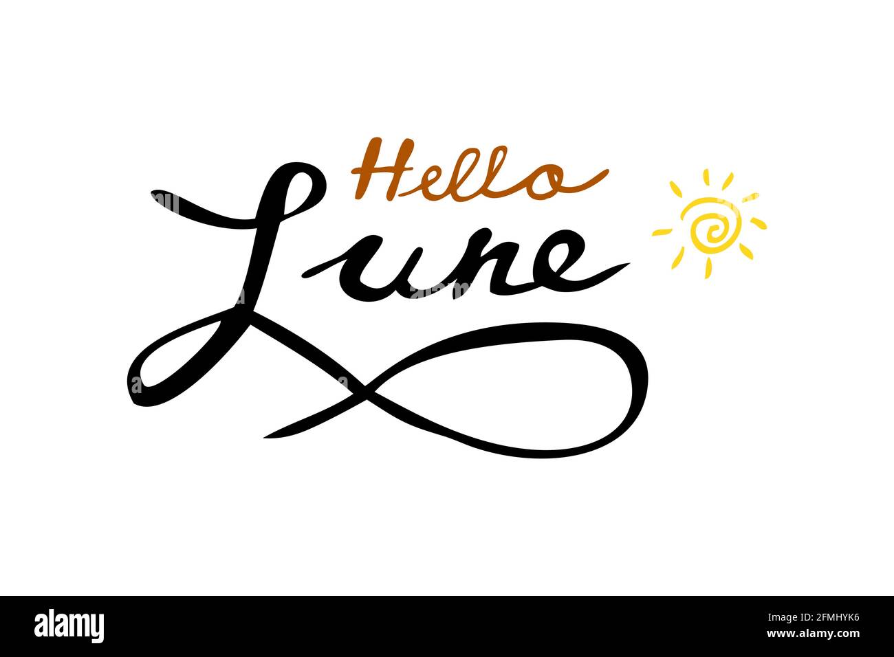 Simple Vector Lettering, Hello June, Isolated on White Stock Vector ...