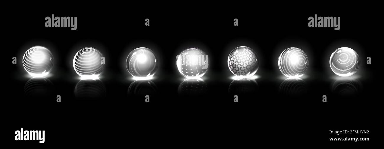 Energy bubble shields, shiny protection force fields. Vector realistic ...