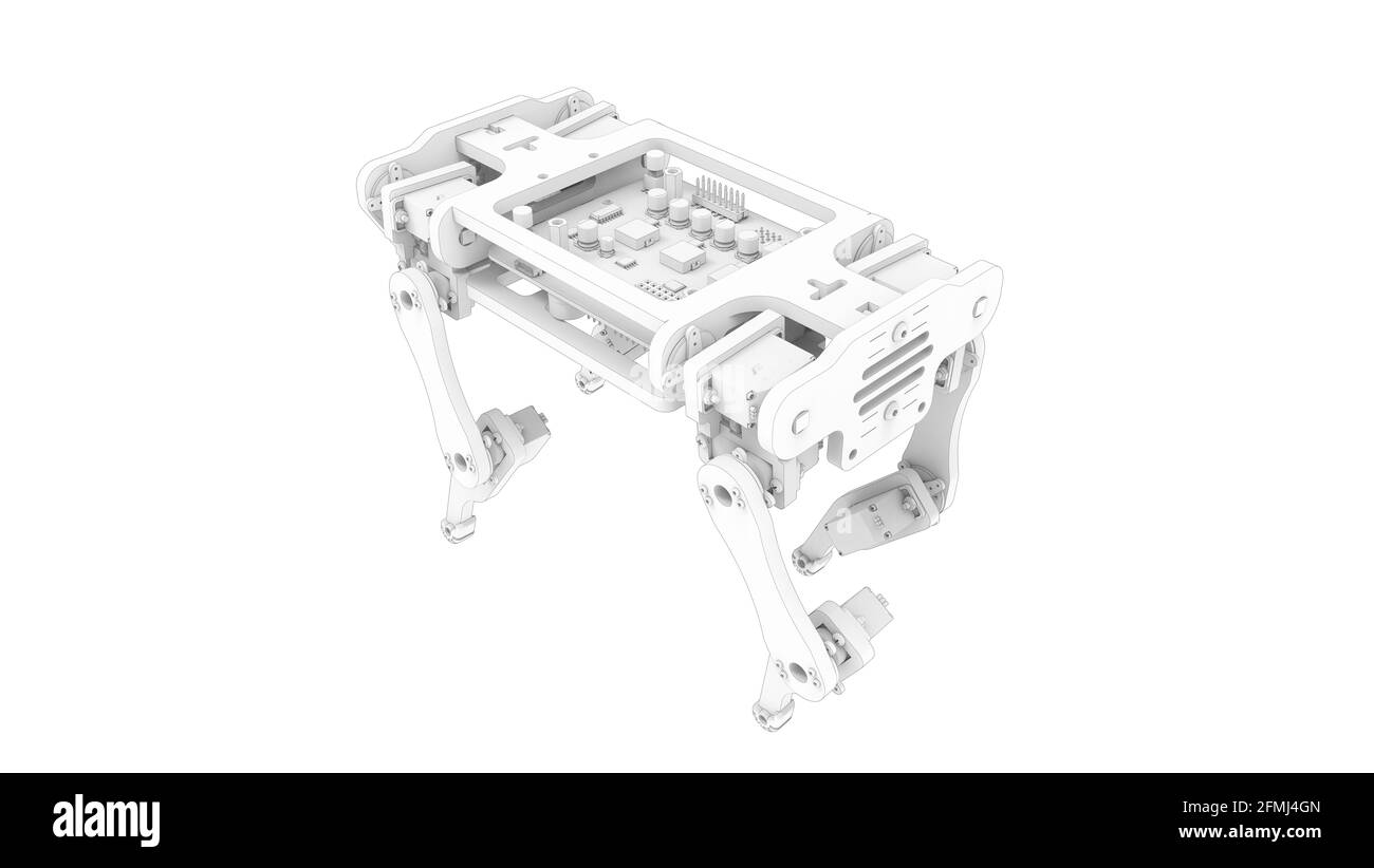 3D rendering of a robot animal sketch like style isolated on white ...