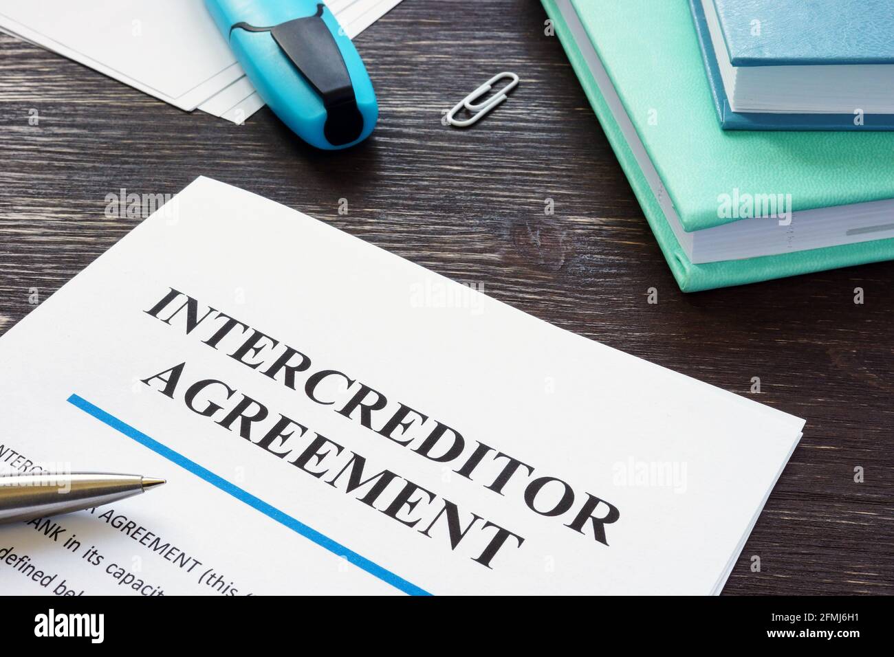 Intercreditor agreement form for reading papers and marker Stock Photo - Alamy