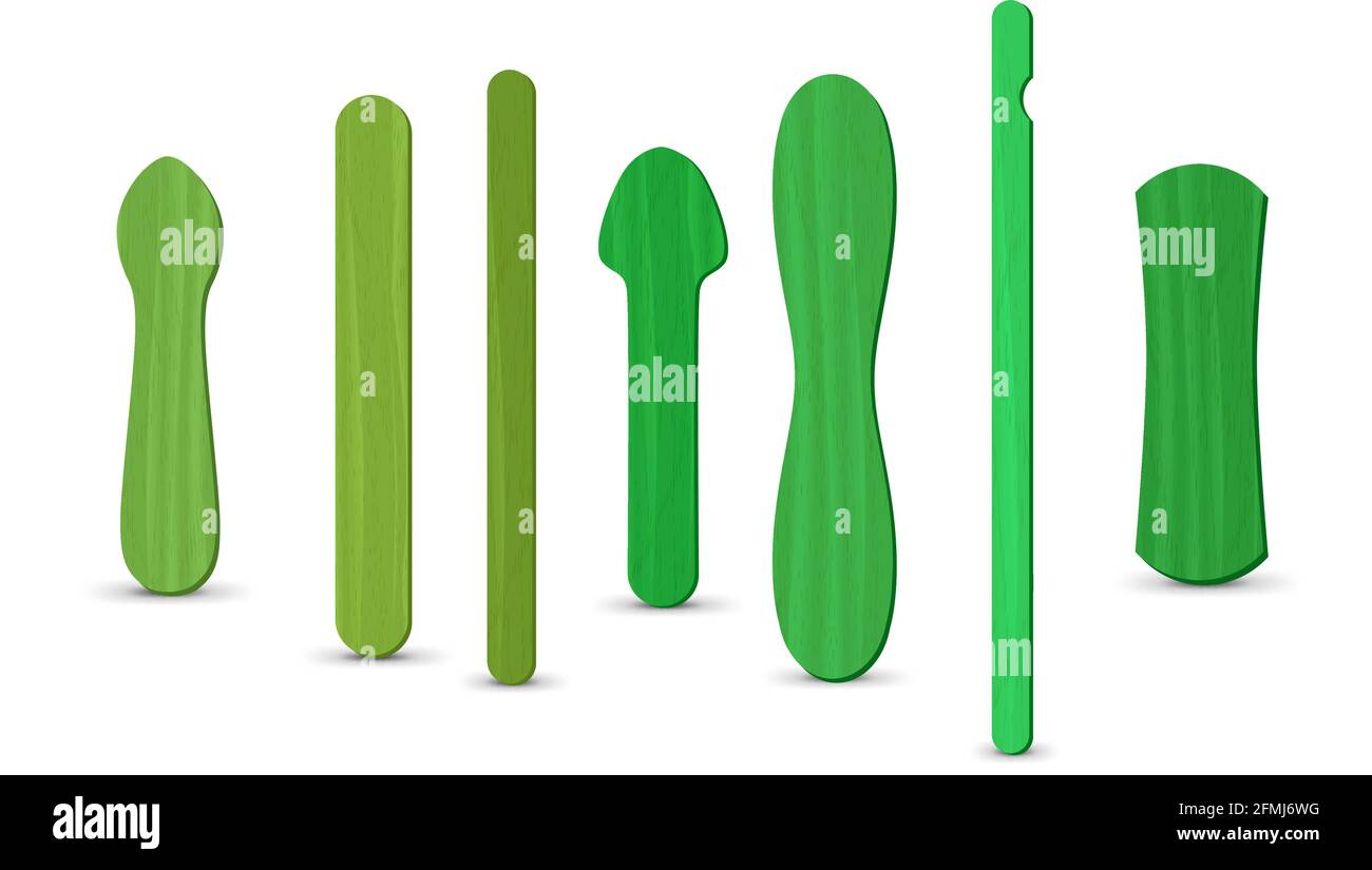 Set of realistic popsicle stircks. Ice lolly sticks, vector ...