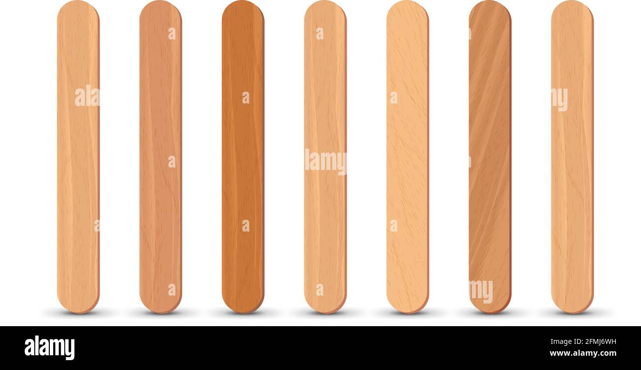 Set of realistic popsicle stircks. Ice lolly sticks, vector ...
