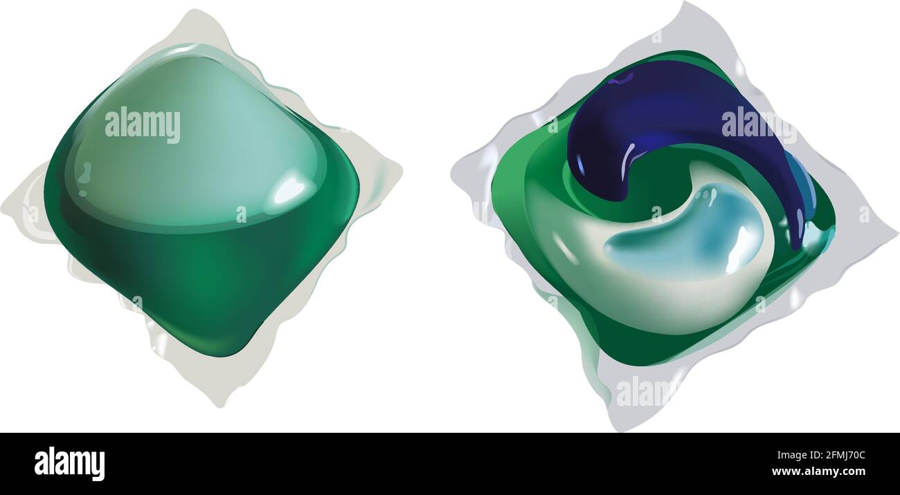 Washing capsule pod isolated. Liquid detergent. Vector realistic Stock ...