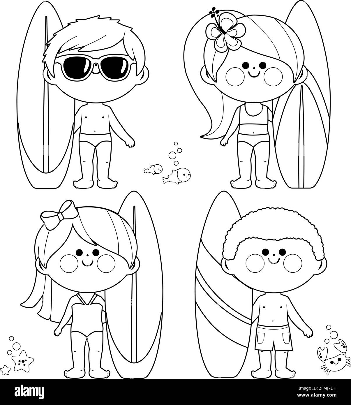 Kids surf boards Stock Vector Images - Alamy