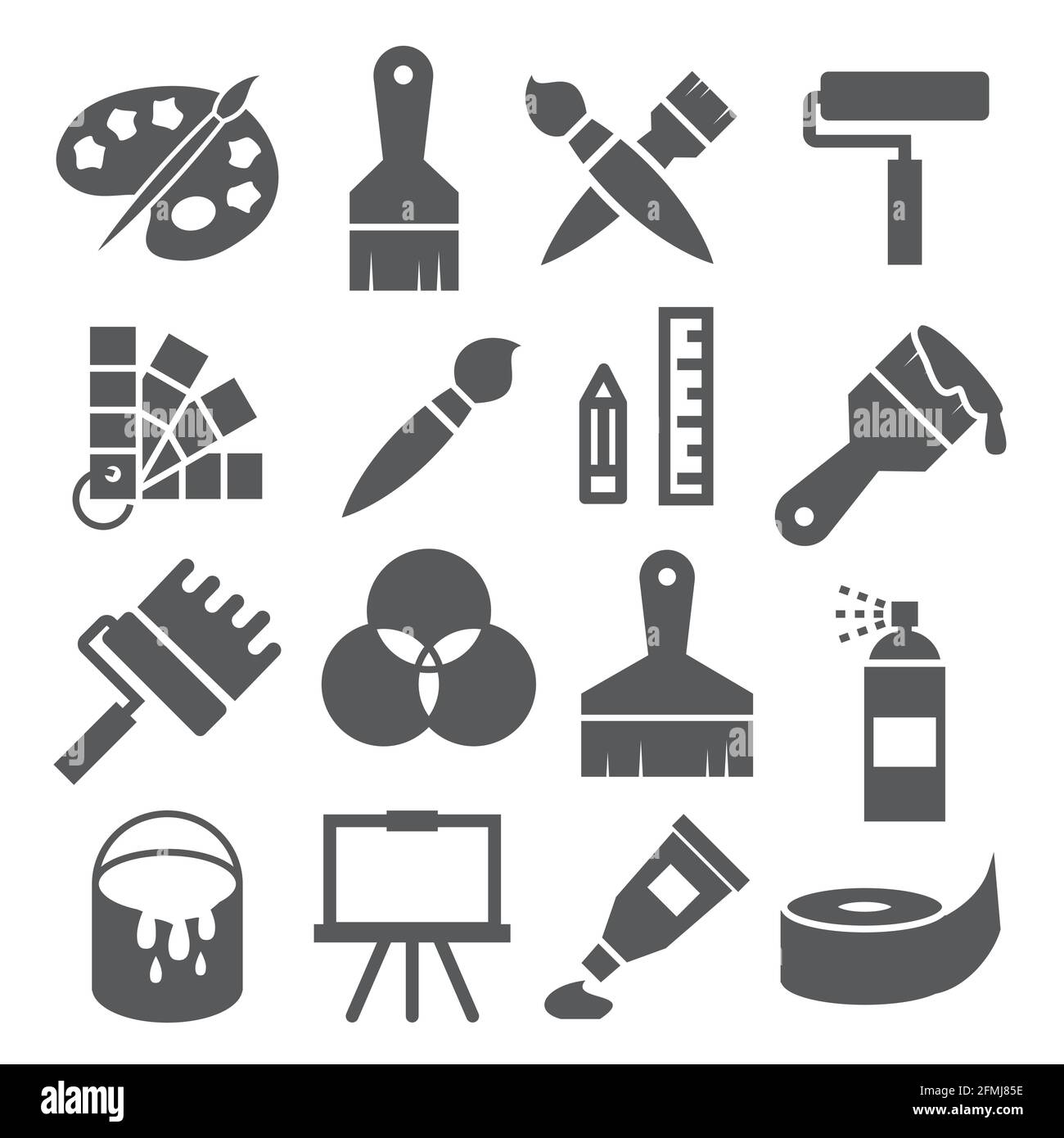 Painting and drawing icons on white background Stock Vector Image & Art ...