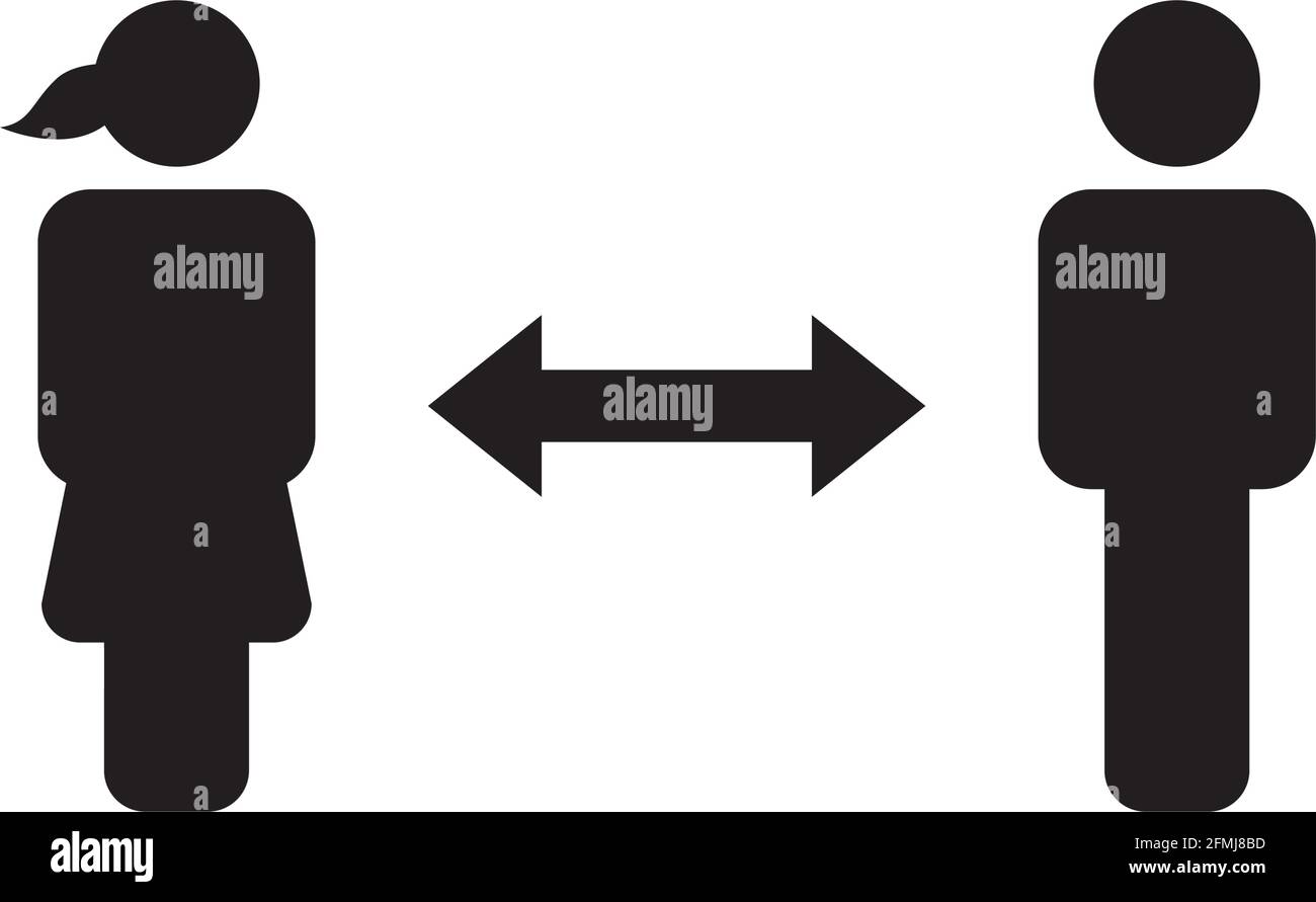 Social distancing symbol icon vector sign in a glyph pictogram ...