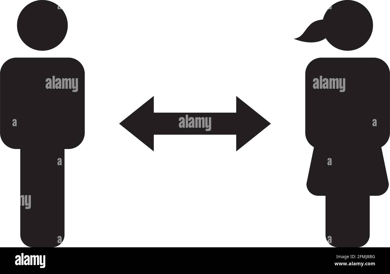 Social distancing icon vector symbol sign in a glyph pictogram ...