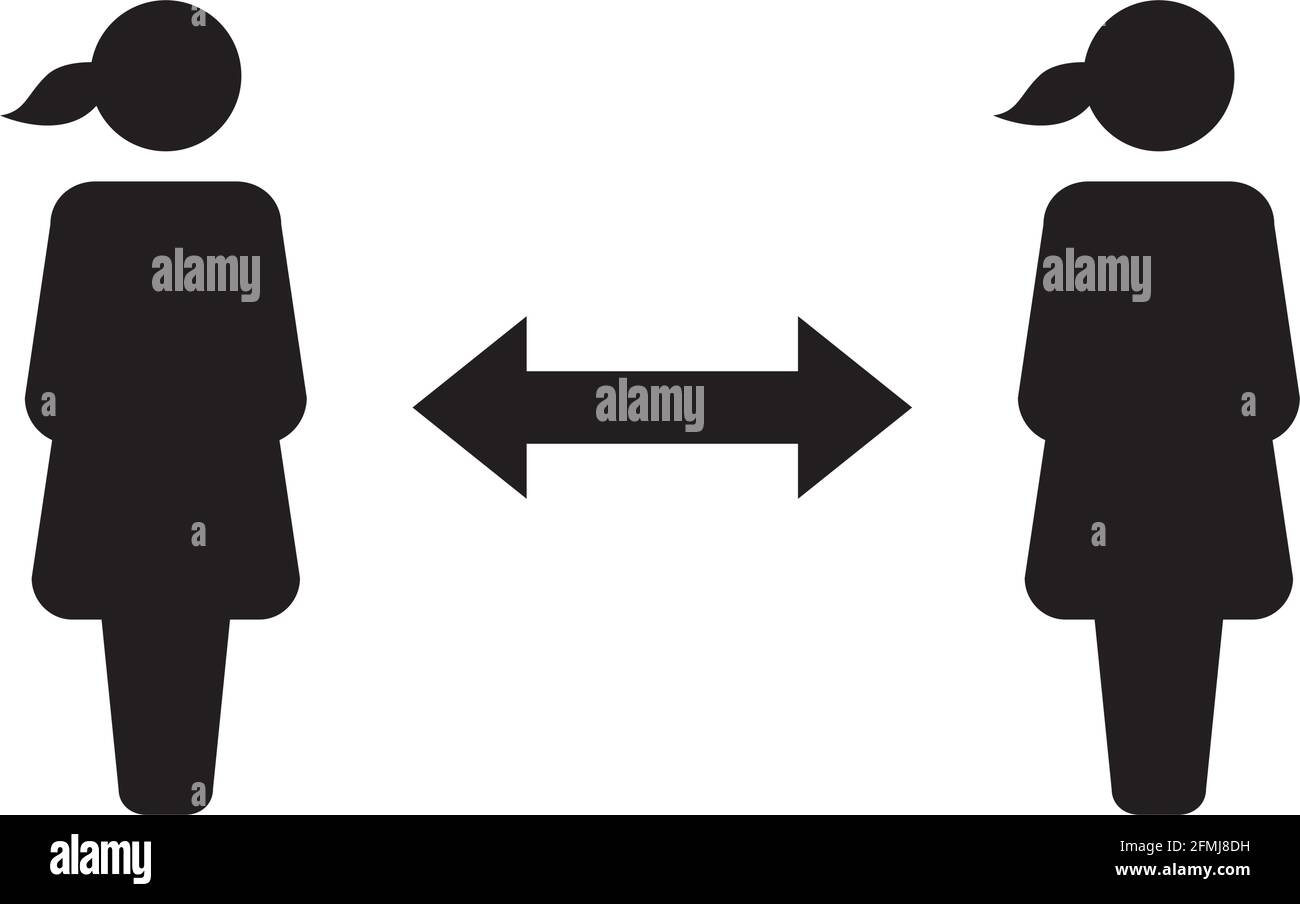 Social distancing symbol icon vector sign in a glyph pictogram ...