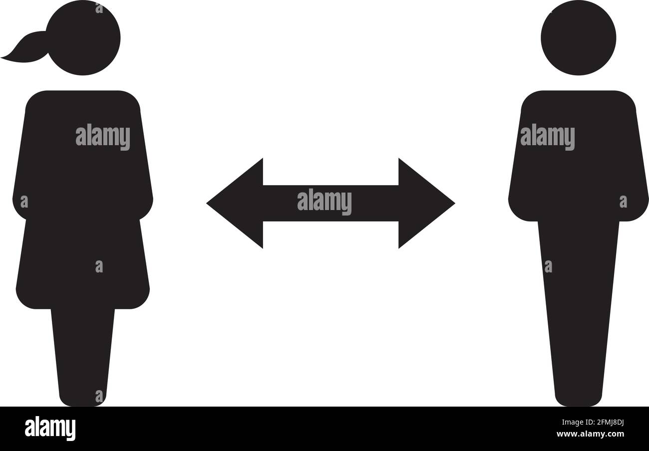 Social distancing sign icon vector symbol in a glyph pictogram ...