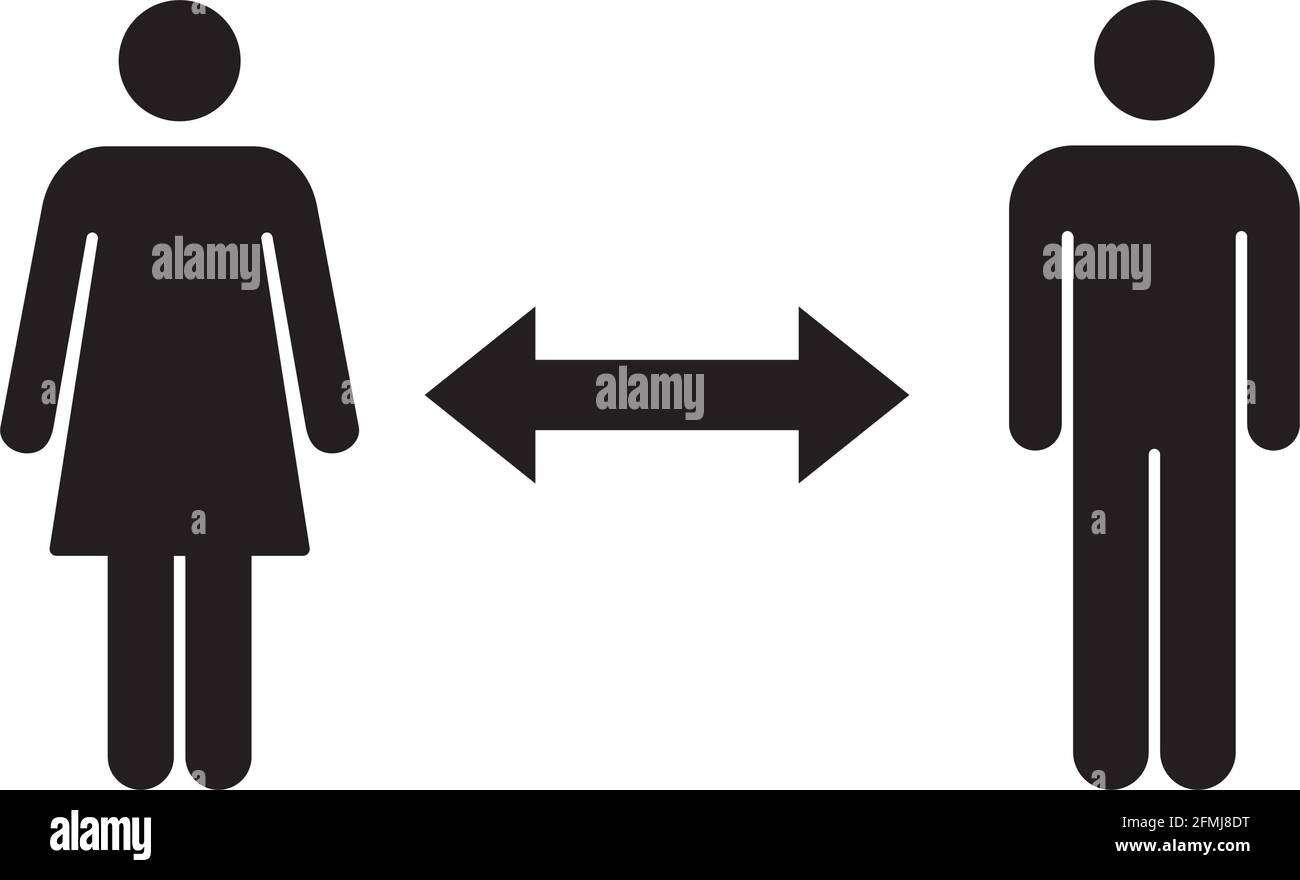 Social distancing symbol icon vector sign in a glyph pictogram ...