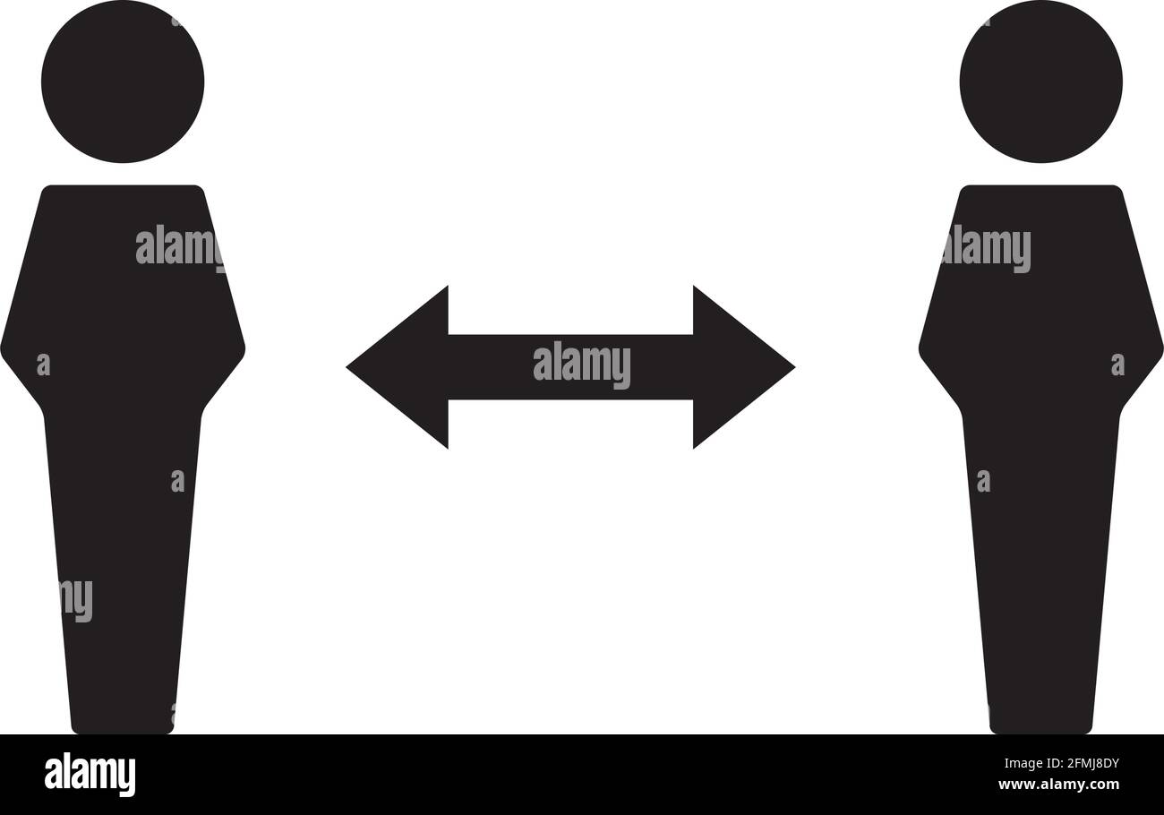 Social distancing sign icon vector symbol in a glyph pictogram ...