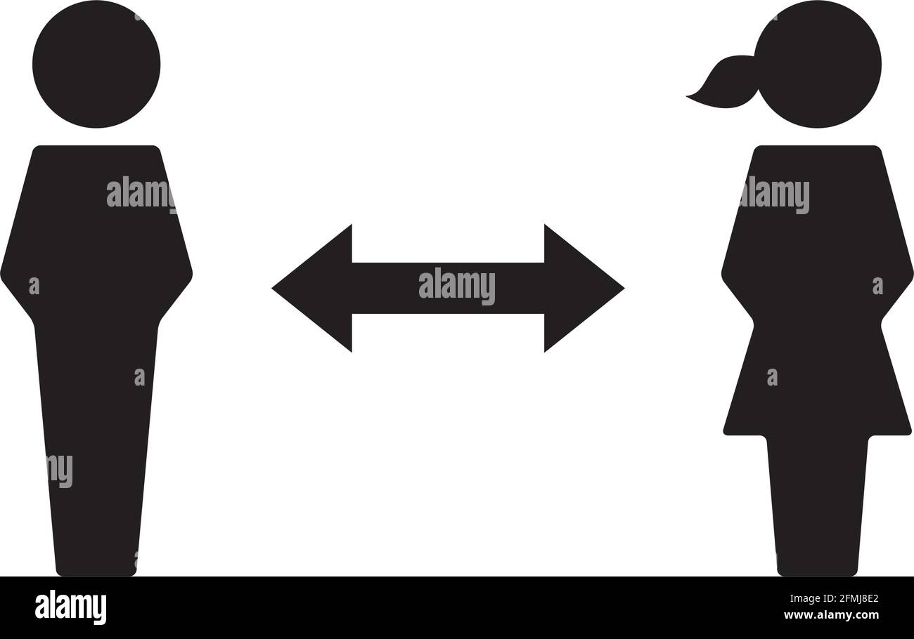 Social distancing sign icon vector symbol in a glyph pictogram ...