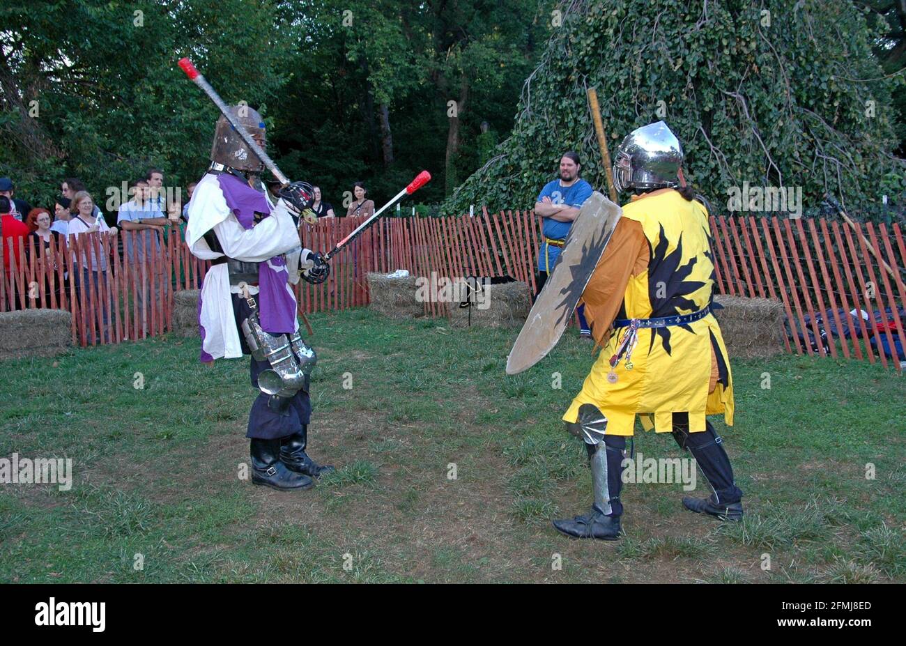 Re-enactors in medieval costume take part in a medieval tournament at ...