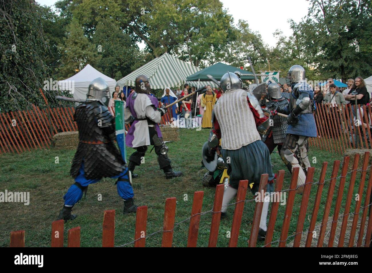 Re-enactors in medieval costume take part in a medieval tournament at ...