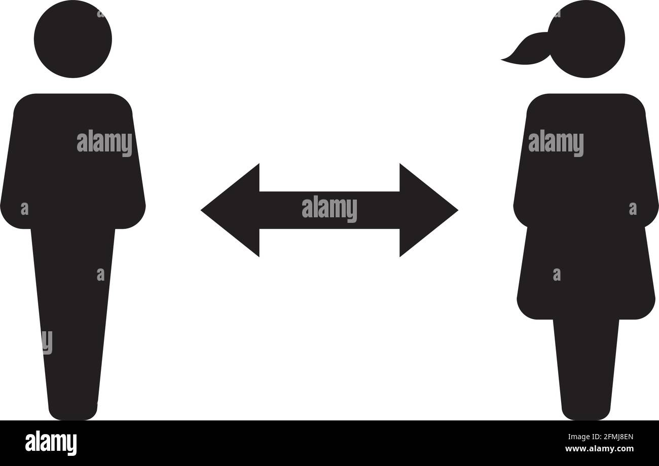 Social distancing symbol icon vector sign in a glyph pictogram ...