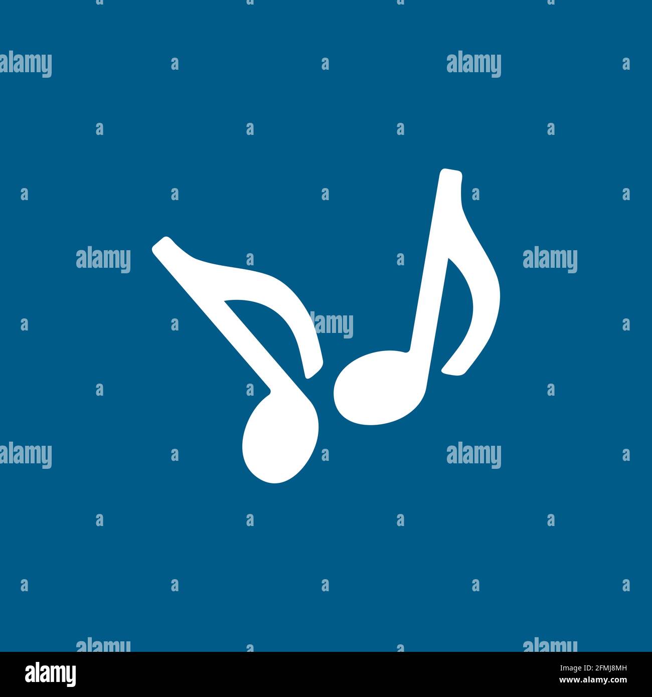 Music Note Icon On Blue Background. Blue Flat Style Vector Illustration ...