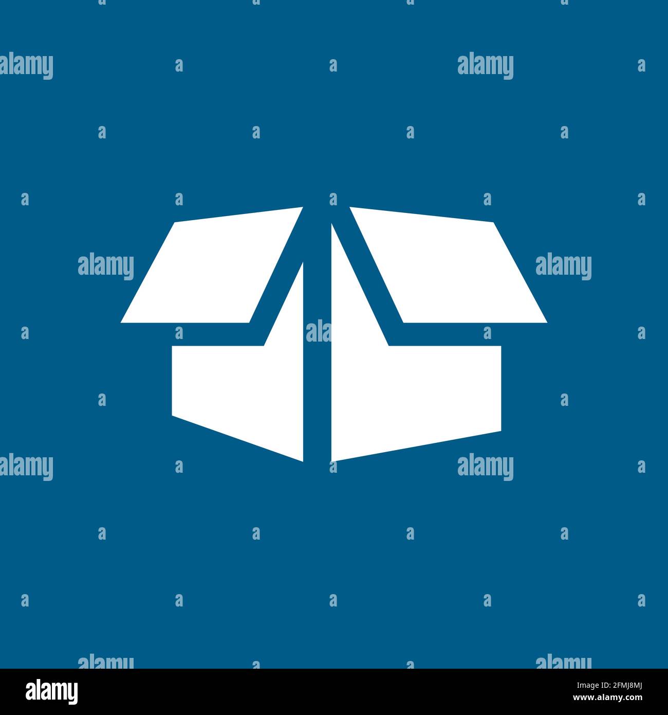Open Box Icon On Blue Background. Blue Flat Style Vector Illustration ...