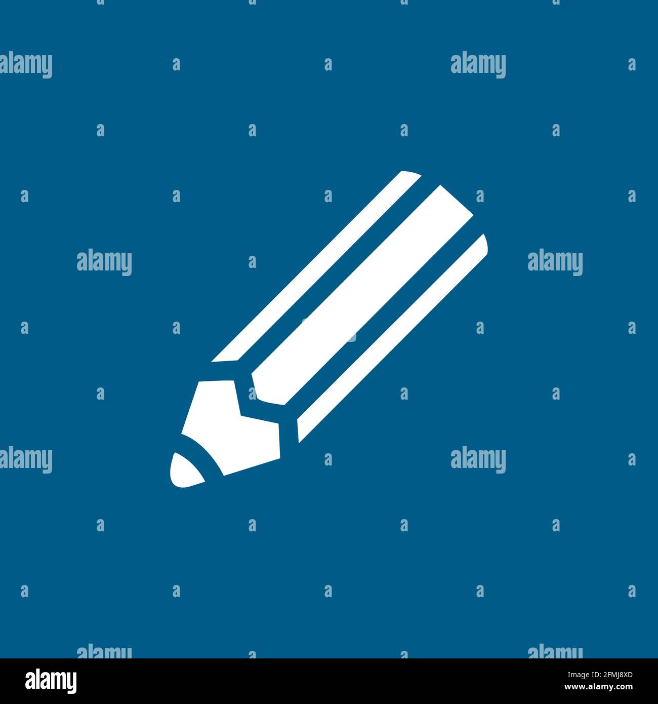 Pencil Icon On Blue Background. Blue Flat Style Vector Illustration ...