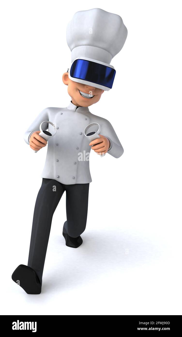 Fun 3D Illustration of a chef with a VR Helmet Stock Photo - Alamy