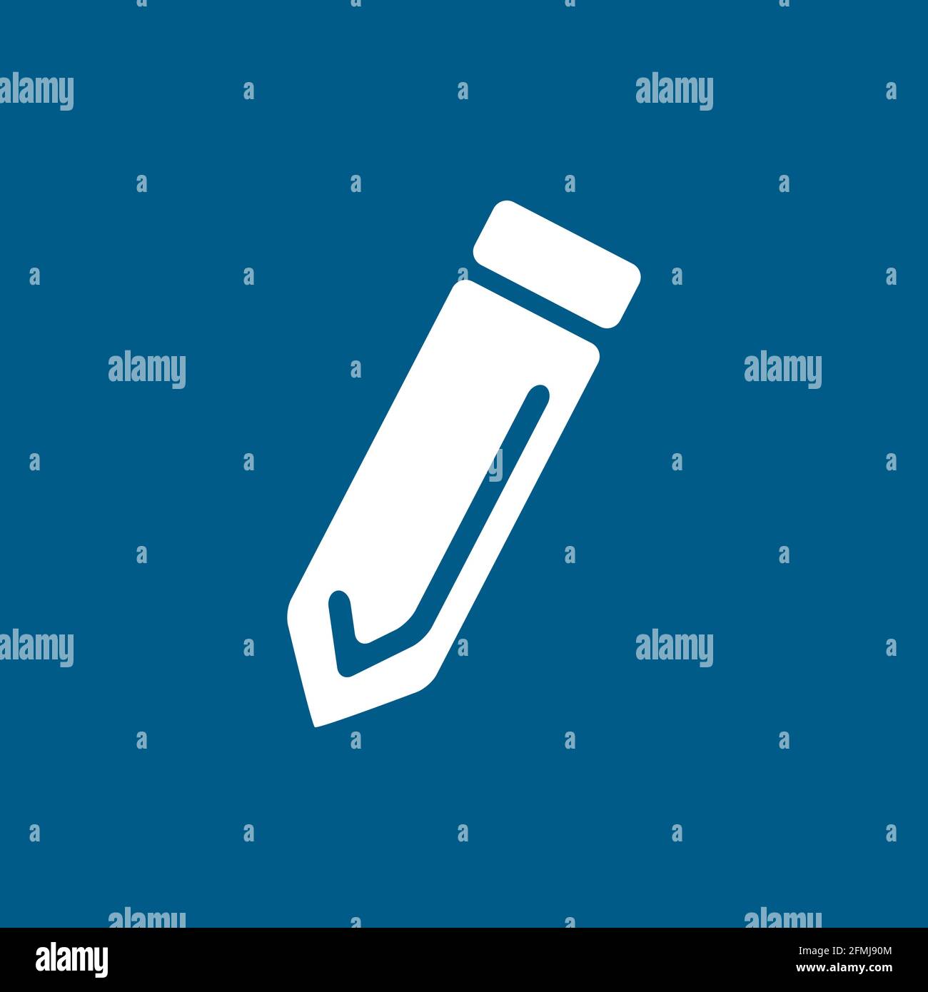 Pencil Icon On Blue Background. Blue Flat Style Vector Illustration ...