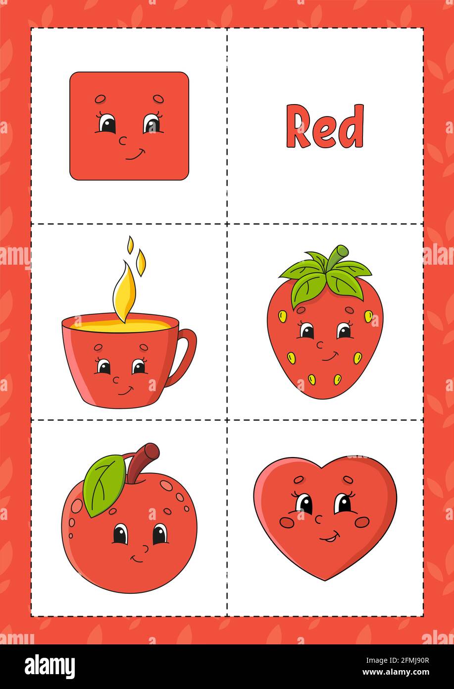 Learning colors. Flashcard for kids. Cute cartoon characters. Picture ...