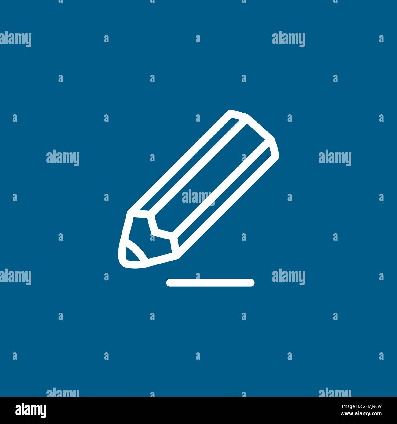 Pencil Line Icon On Blue Background. Blue Flat Style Vector ...