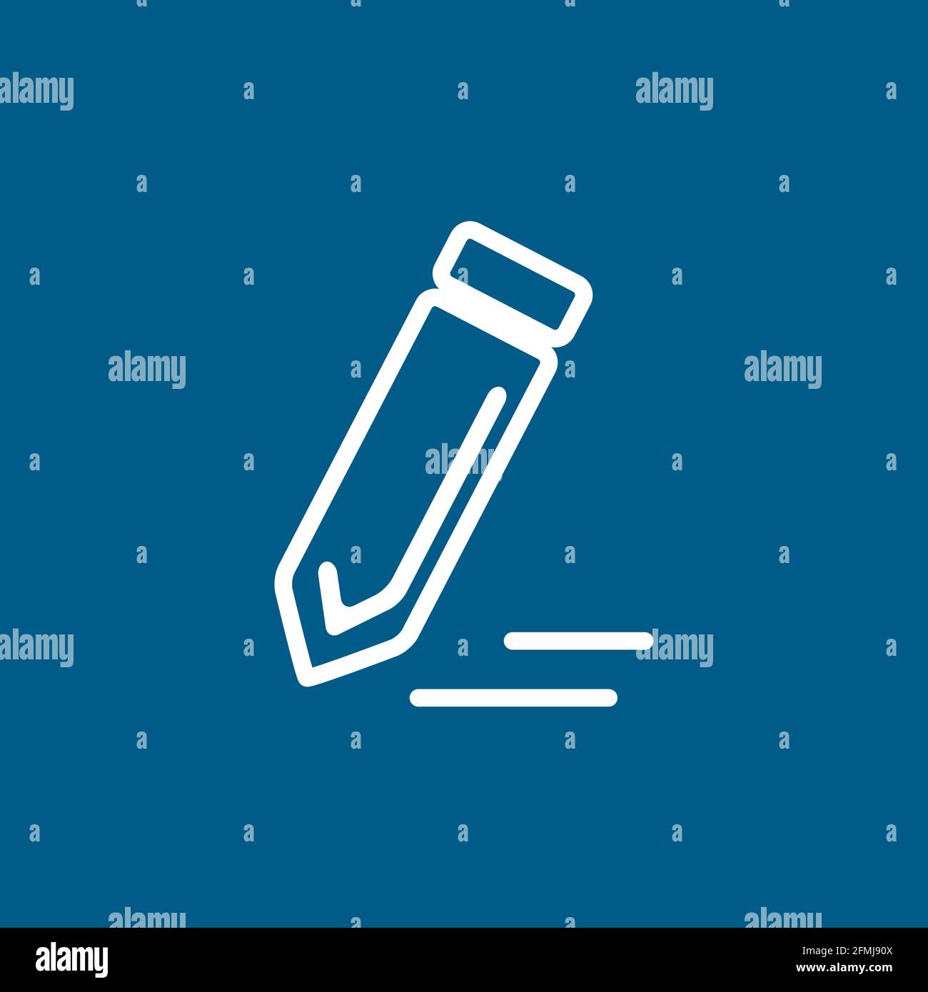 Pencil Line Icon On Blue Background. Blue Flat Style Vector Illustration Stock Vector Image ...