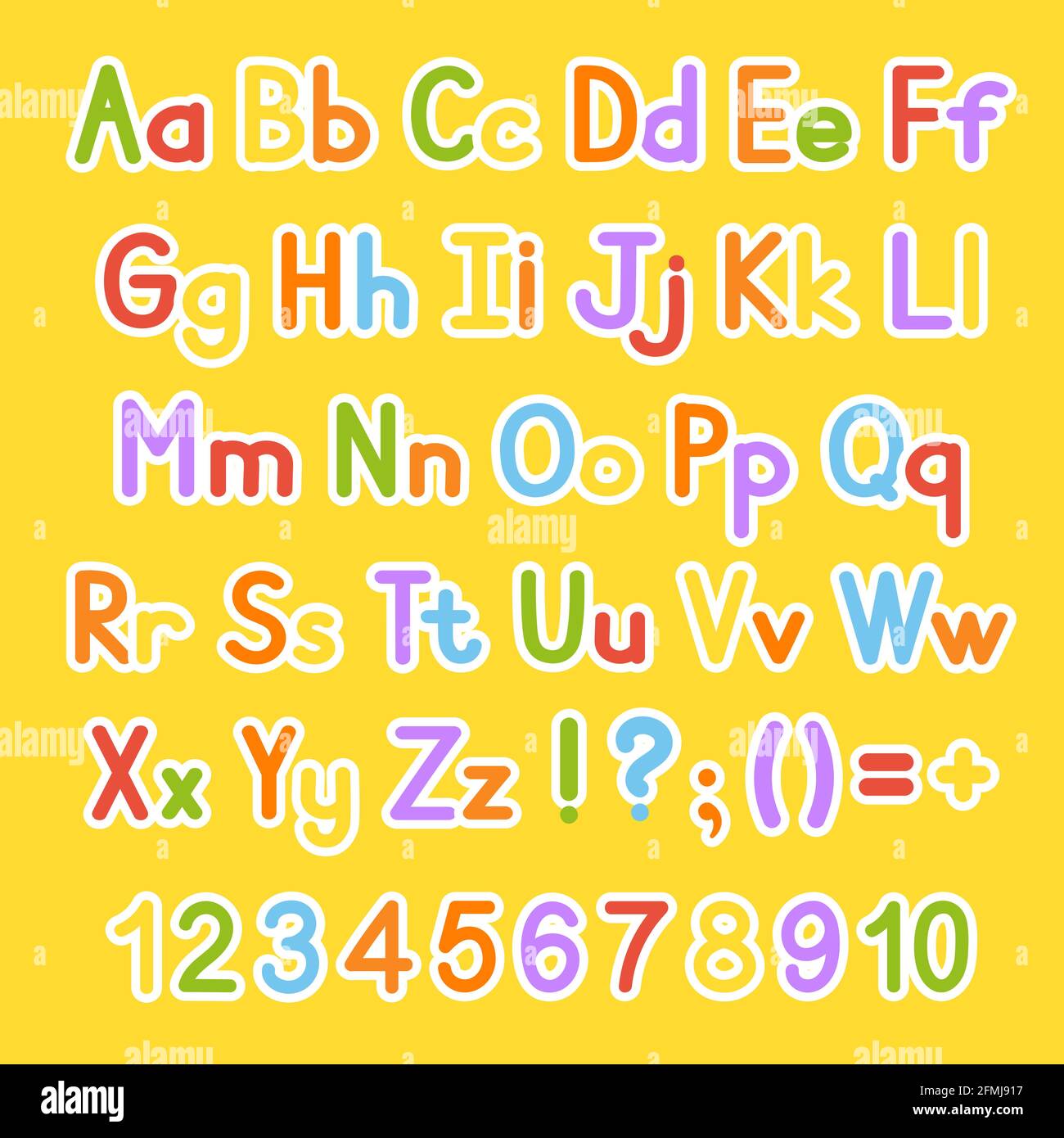 English alphabet. Vector set. Bright color style. Cartoon ABC. Funny ...